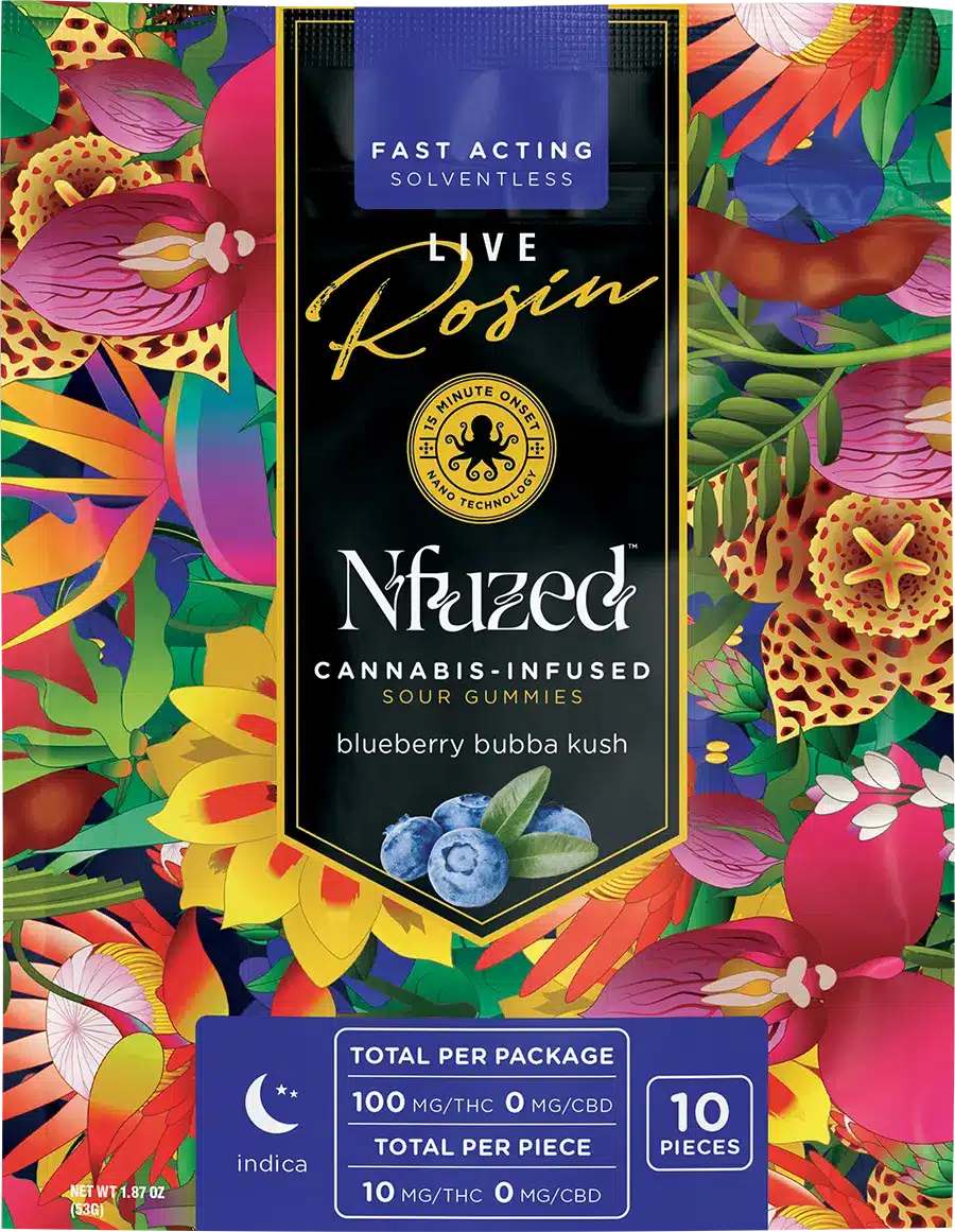 NFUZED - NFUZED - BLUEBERRY BUBBA KUSH - INDICA - ROSIN GUMMIES - 100MG